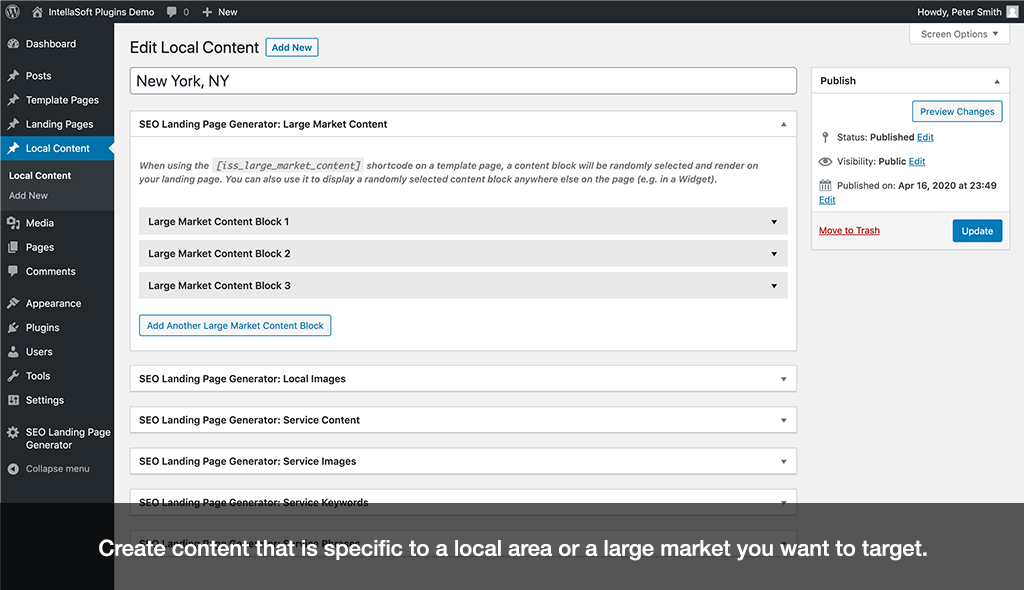 SEO Landing Page Generator Local Content Add-on – IntellaSoft Plugins