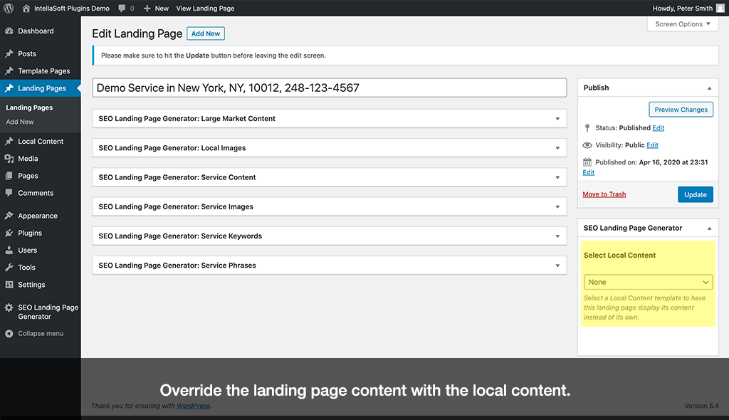 SEO Landing Page Generator Local Content Add-on – IntellaSoft Plugins